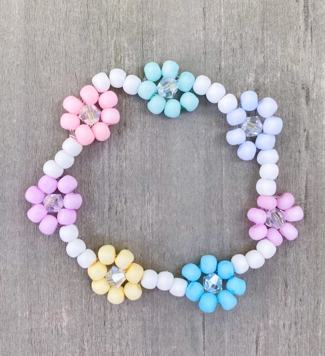 Flower Beaded Bracelet / Flower Seed Bead Bracelet / Flower Bracelet ...