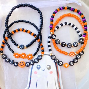 Halloween Bracelets / Halloween Beaded Bracelet Sets / Halloween Spooky ...