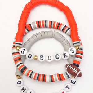 Ohio Bracelets / OSU Inspired Bracelets / Buckeyes Bracelet / Stacked Bracelet Set / College ...