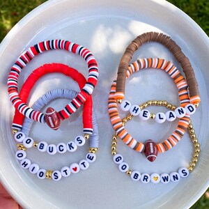 Ohio Bracelets / OSU Inspired Bracelets / Buckeyes Bracelet / Stacked Bracelet Set / College ...