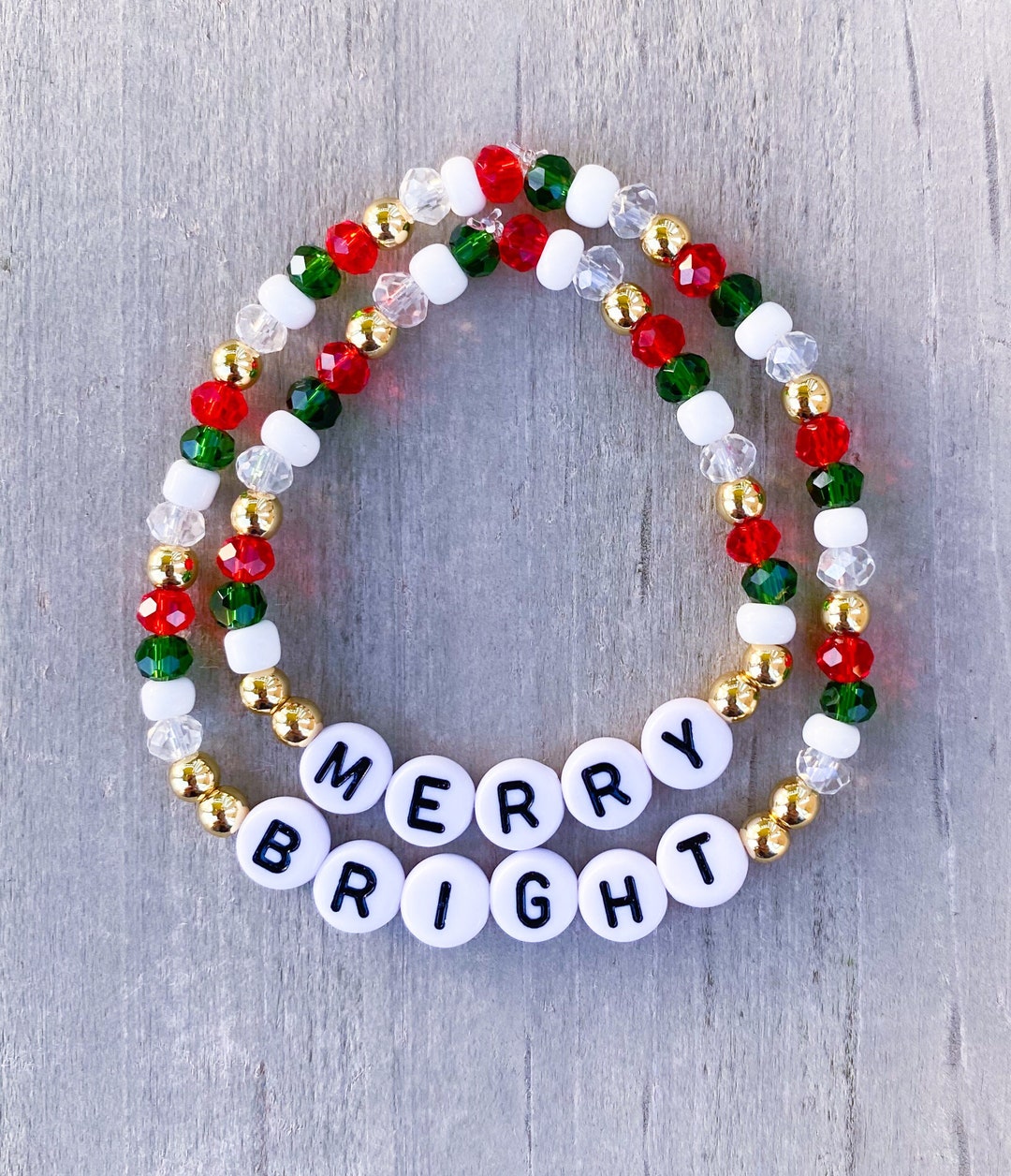 Merry & Bright Bracelet Set / Mama and Mini Bracelets / Christmas ...