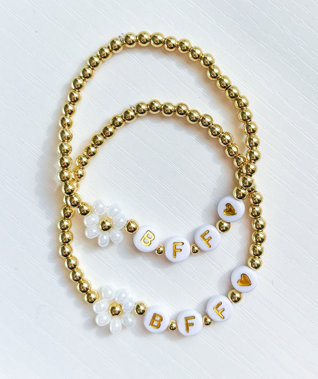 BFF Flower Bracelet / Gold Flower Bracelet / Best Friends Forever ...