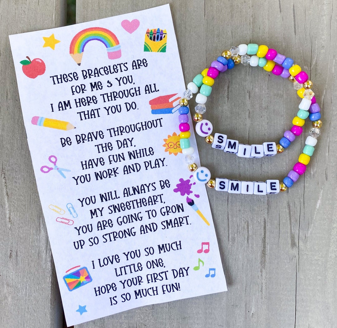 Back to School Bracelet Set / 1st Day of School Bracelets / Brave ...