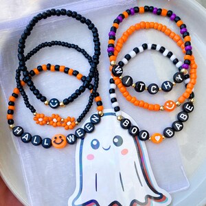 Halloween Bracelets / Halloween Beaded Bracelet Sets / Halloween Spooky ...
