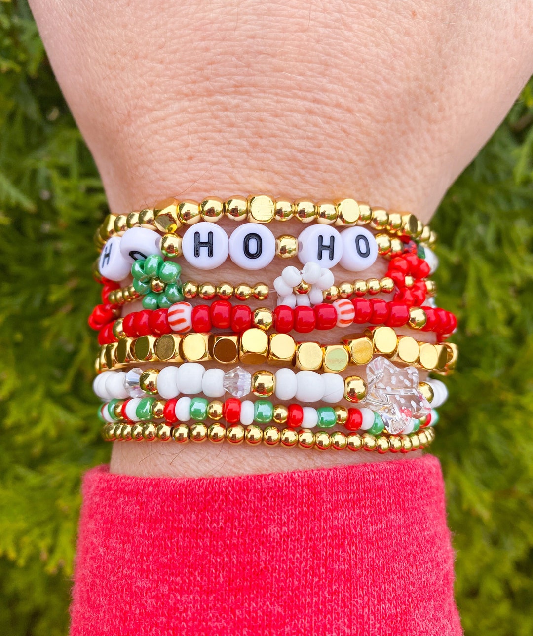 Christmas Bracelet Stack / Christmas Bracelets / Holiday Bracelets / Ho ...