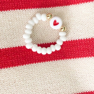 Heart Beaded Rings / Beaded Rings / Heart Rings / Ring With Heart ...