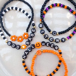 Halloween Bracelets / Halloween Beaded Bracelet Sets / Halloween Spooky ...