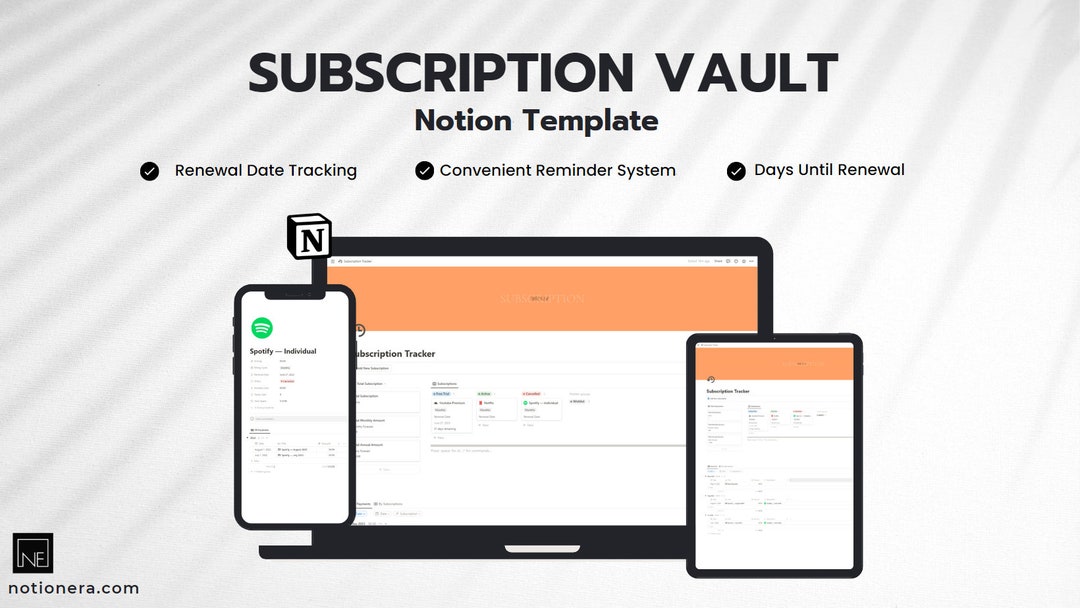 Subscription Vault : Notion Subscription Tracker Template - Etsy