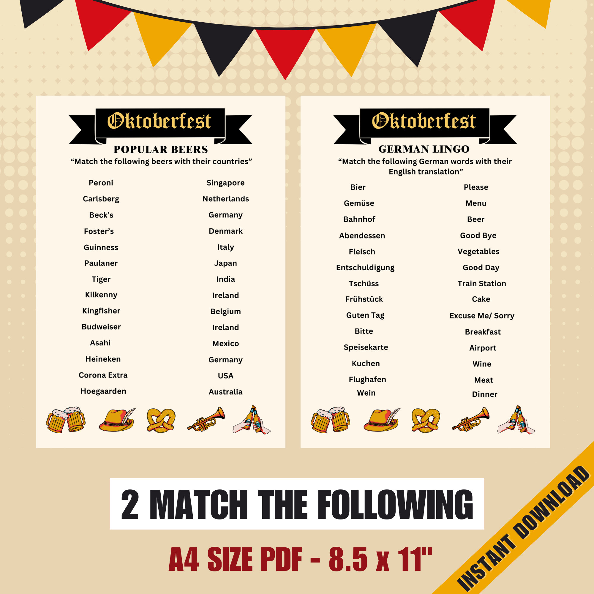 Oktoberfest Game, Printable Oktoberfest Game, Beer Festival Game ...
