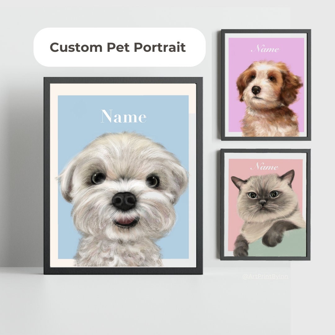 Custom Personalized Artwork & Pet Portraits Personalized Pet Gift Pet ...