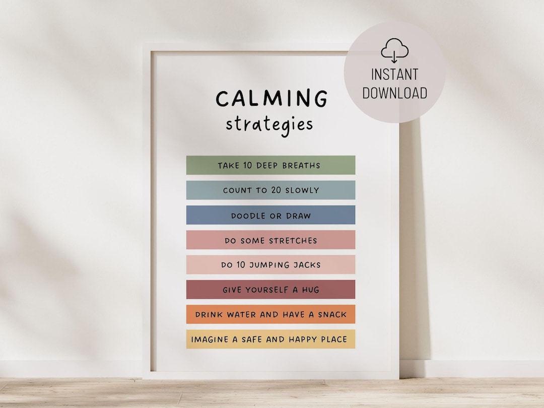 Calming Corner Strategies Poster Chart Ways to Stay Calm - Etsy