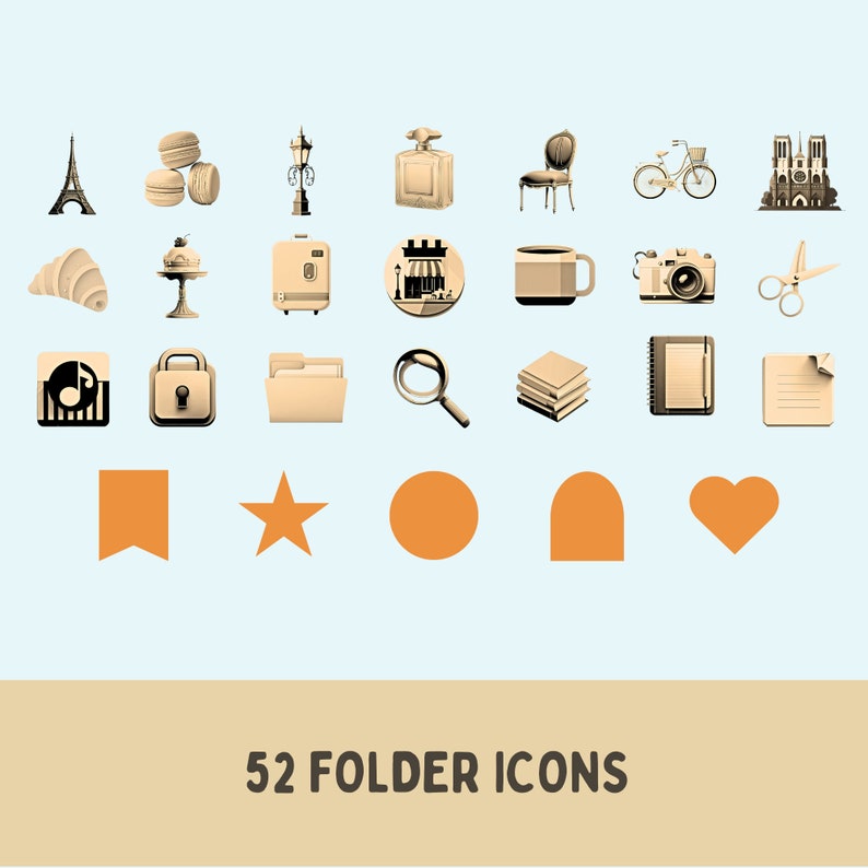 Paris Cafe Desktop Theme Pack | File Folder Icons for Mac and Windows ...