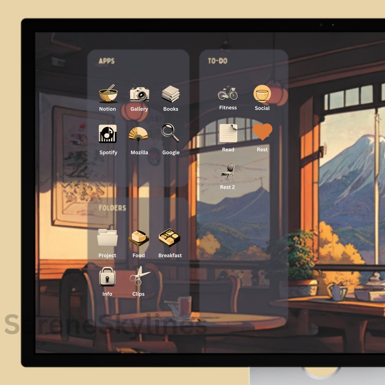 Tokyo Cafe Desktop Theme | Kawaii Desktop Icons for Mac and Windows ...
