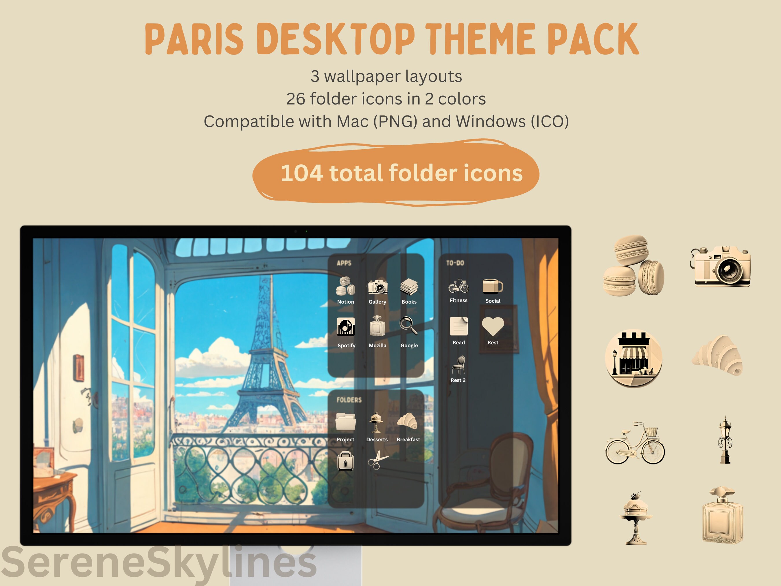 Paris Moodboard Desktop | File Folder Icons for Mac and Windows ...