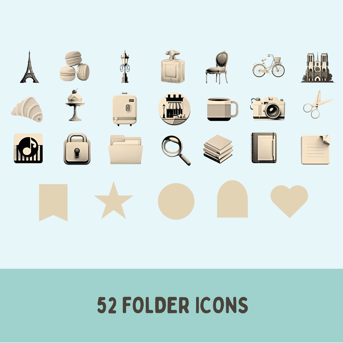 Paris Cafe Desktop Theme Pack | File Folder Icons for Mac and Windows ...