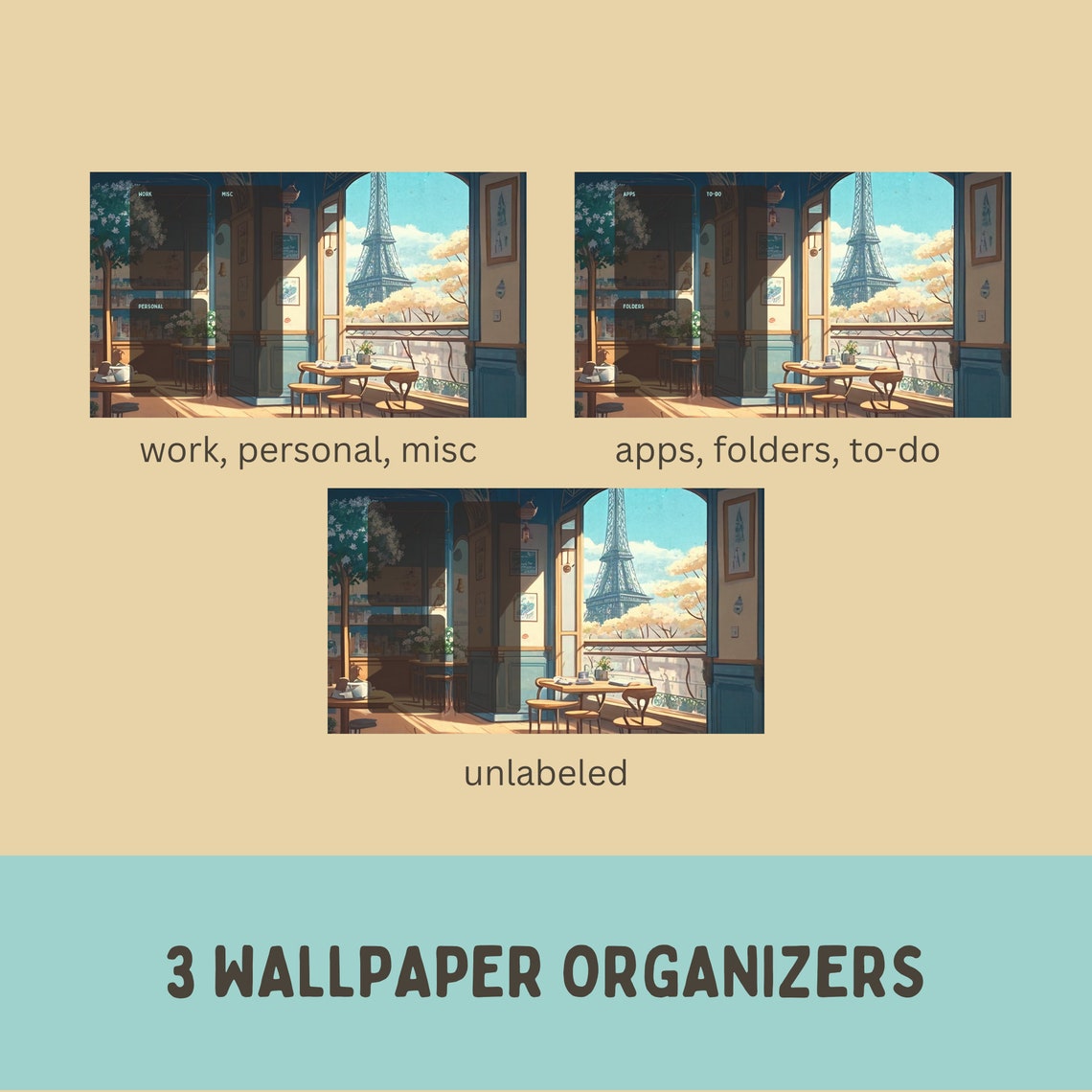 Paris Cafe Desktop Theme Pack | File Folder Icons for Mac and Windows ...