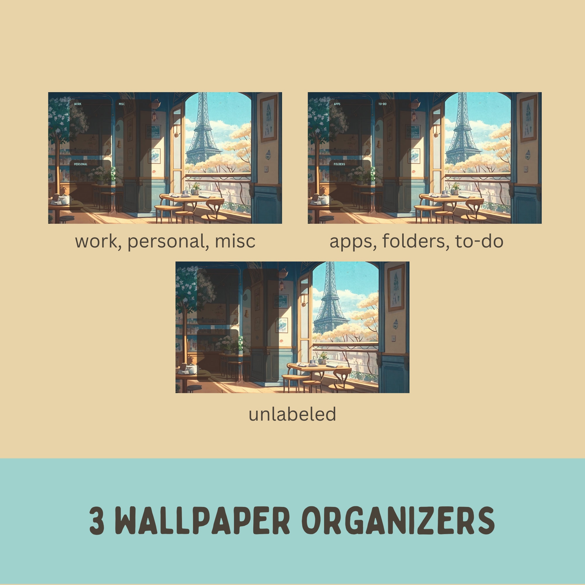 Paris Cafe Desktop Theme Pack | File Folder Icons for Mac and Windows ...