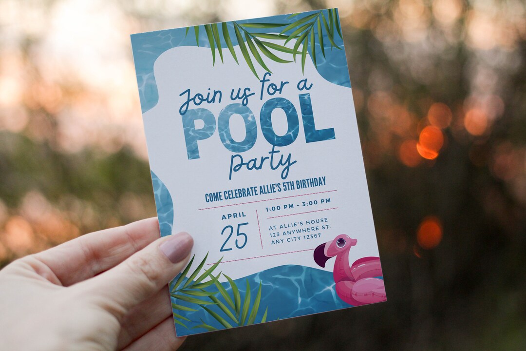 Summer Pool Party Invite, Printable, Instant Download - Etsy