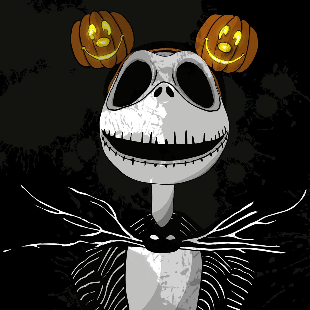 Jack Skellington With Mikey Pumpkin Ears SVG Digital Nbc Mickey Main ...