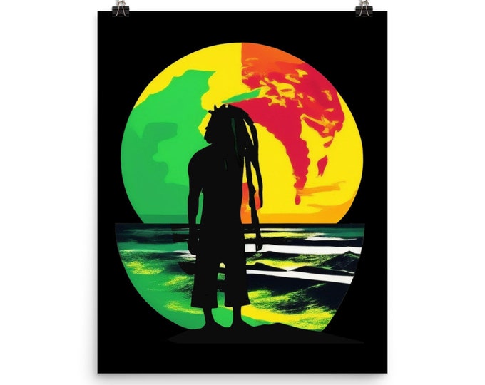 1 Love Reggae Music Inspired Photo Paper Poster One Love Rasta Colors ...