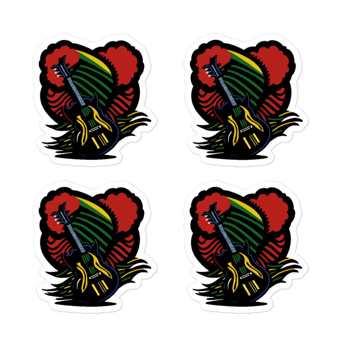 Reggae Guitar Sticker 4pack - Etsy