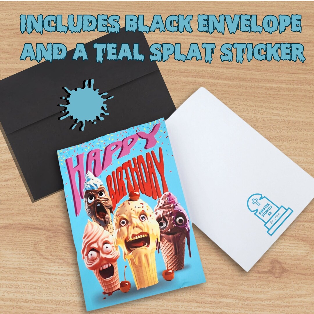 Icescream Birthday Card Creepy Bday Card for Him Scary Icecream Card ...