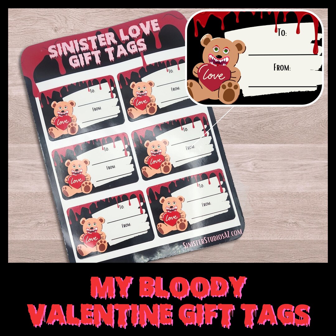 My Bloody Valentine Gift Tags Valentines Gift Anniversary Horror Teddy ...