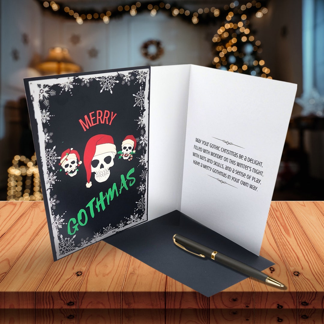Merry Gothmas Gothic Holiday Card Gothmas Christmas Card Punk Skulls ...