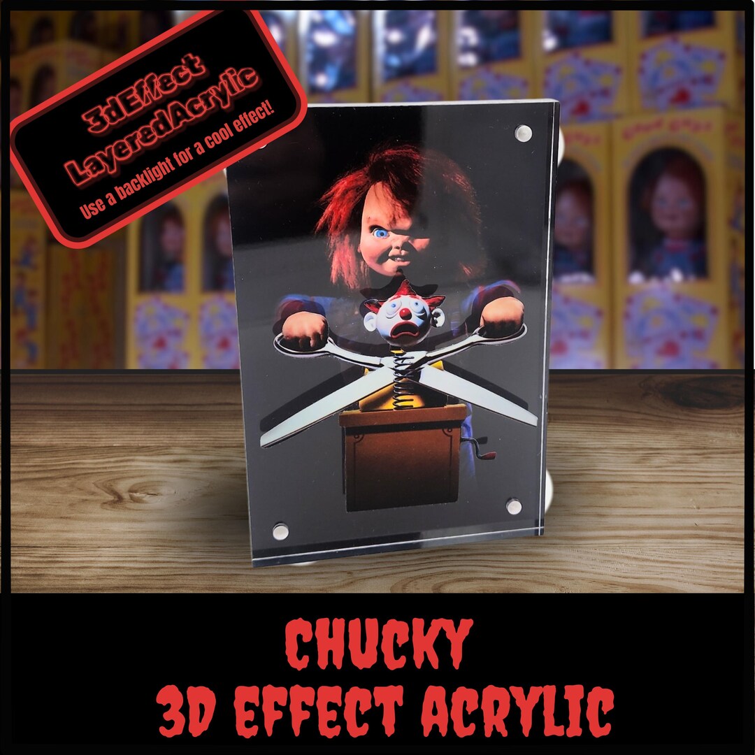 Chucky 3D Effect Acrylic | Child’s Play Horror Scene Display | Killer ...