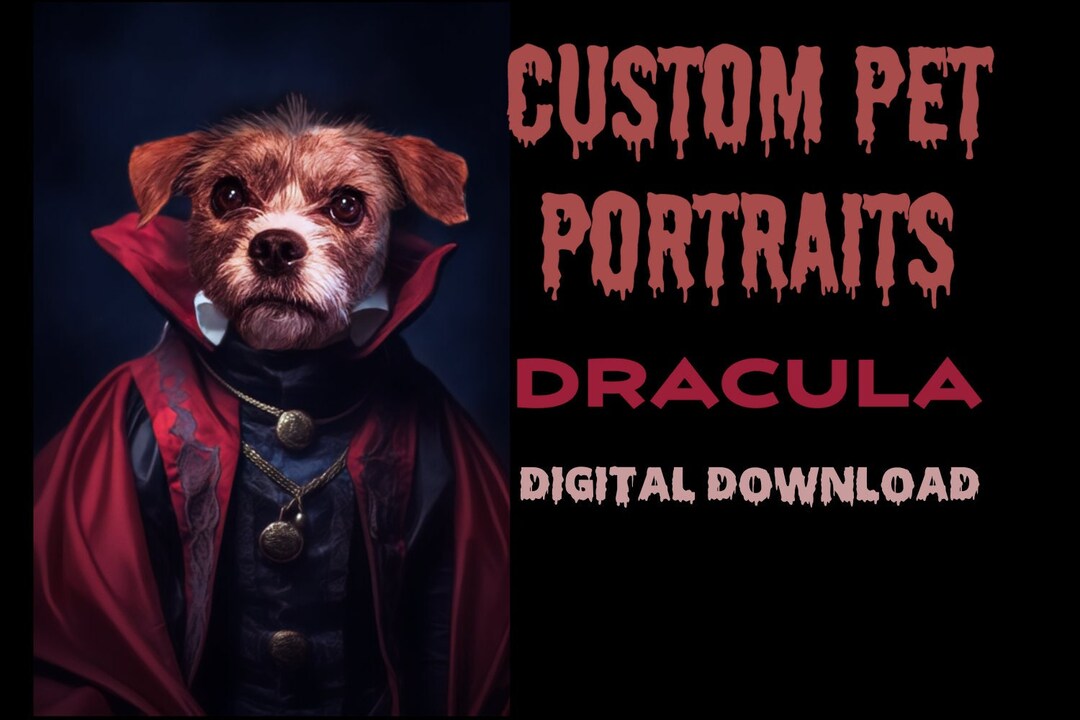 Dracula Custom Pet Portrait Horror Cat Portrait Gift Dog Pet Gift ...