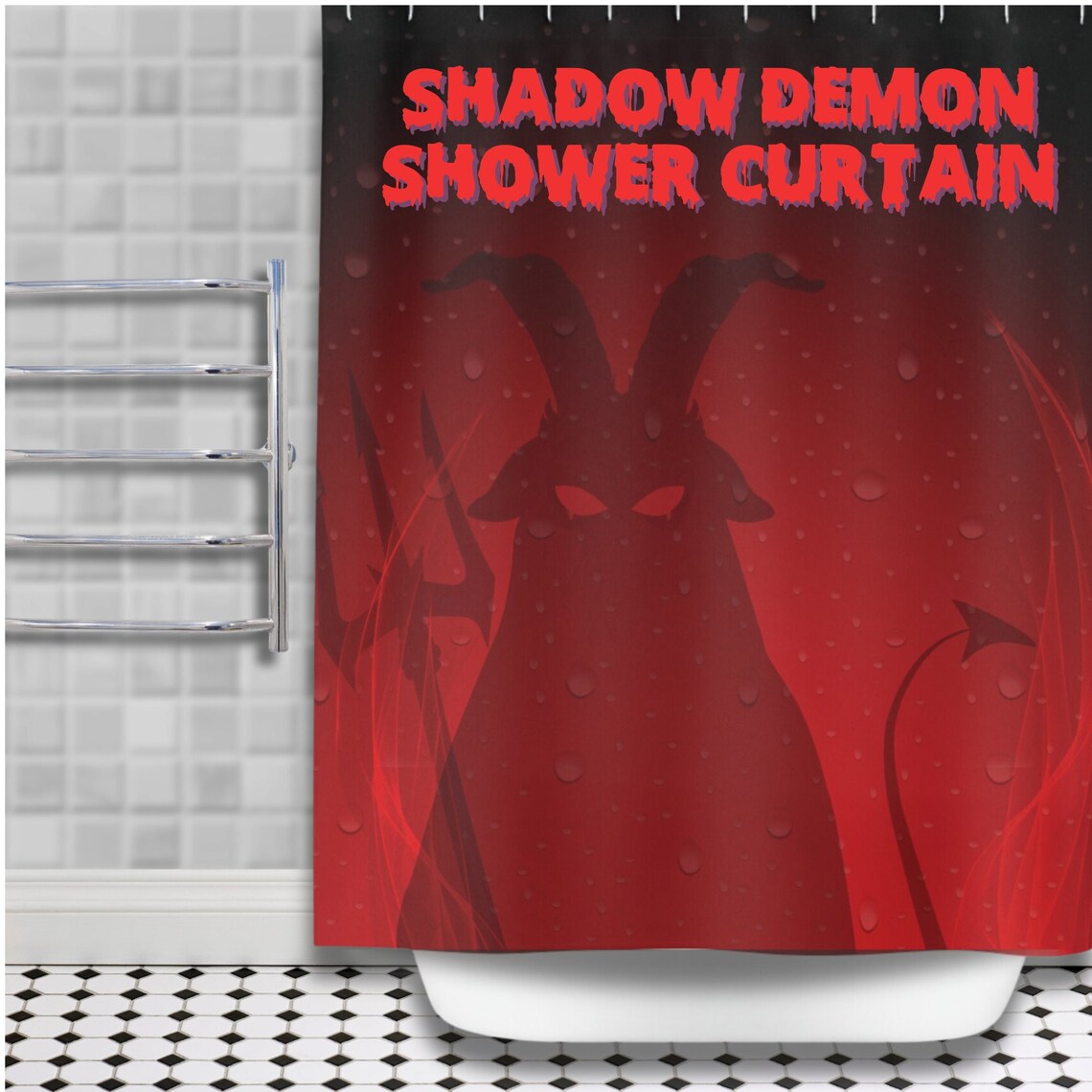 Shadow Demon Shower Curtain Cute Halloween Shower Curtain Halloween ...
