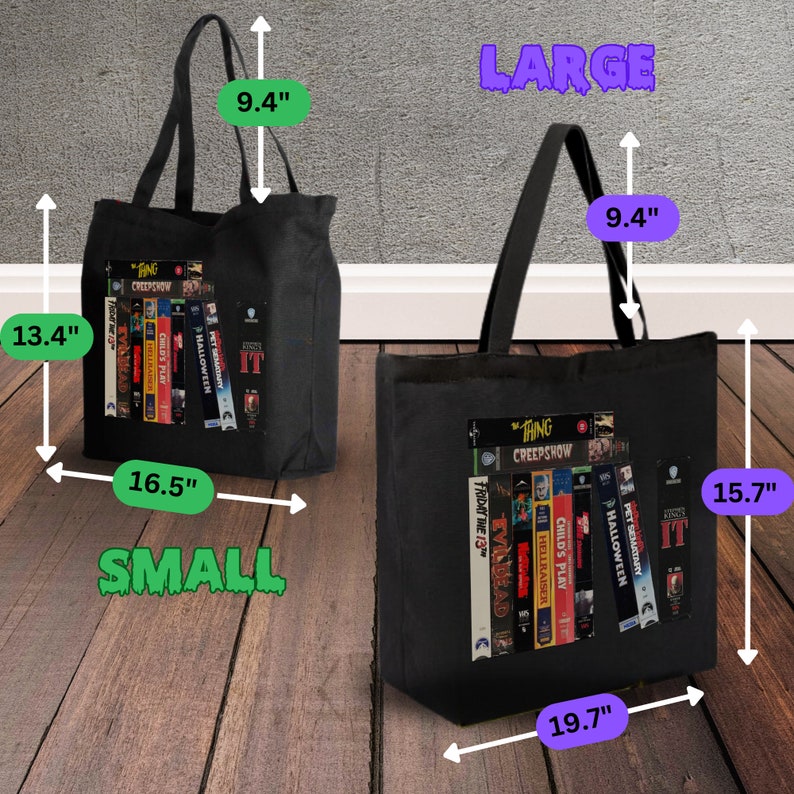 Retro Horror VHS Tote Bag With Zipper Closure, Gift for Horror Fan ...