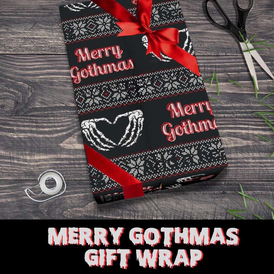 Merry Gothmas Gift Wrap Gothic Giftwrap Goth Punk Gift Wrap Gothic ...
