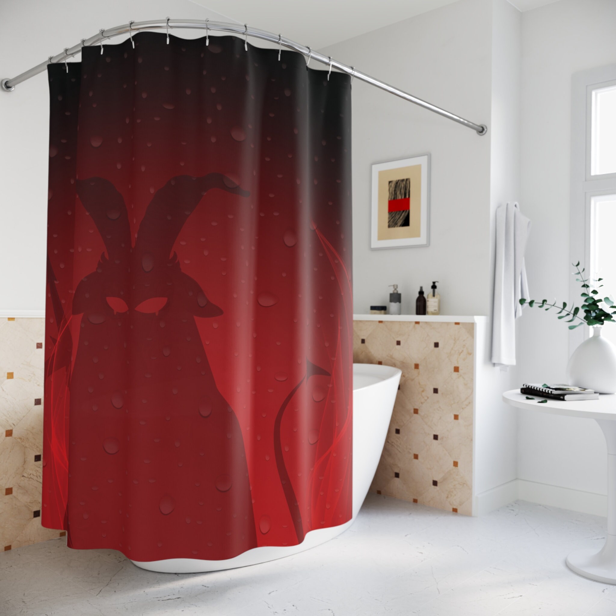 Shadow Demon Shower Curtain Cute Halloween Shower Curtain Halloween ...