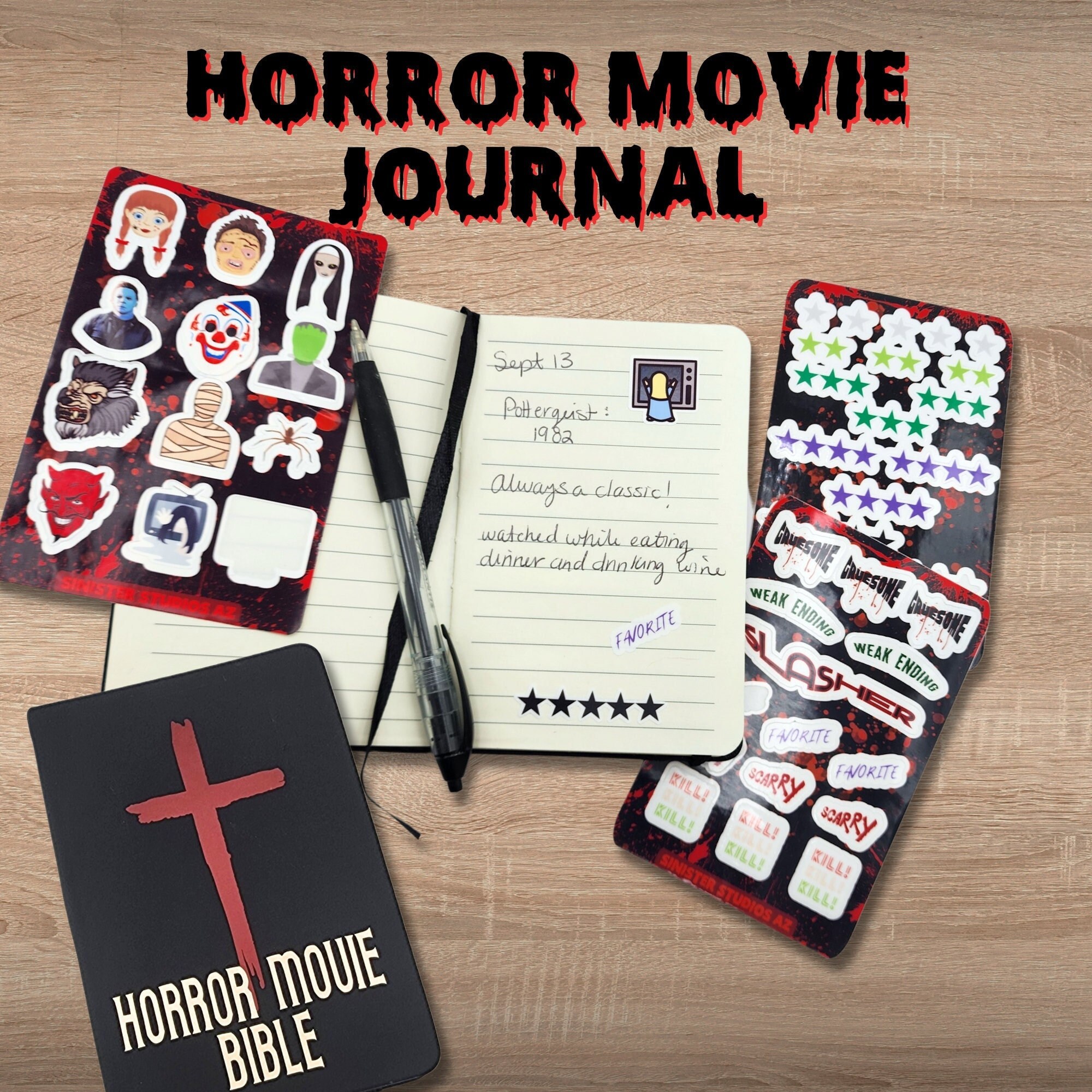Horror Movie Journal Horror Movie Log Book Horror Fan Gift Horror Movie ...