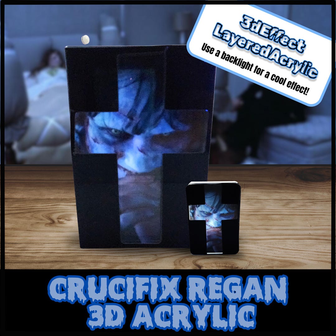 Crucifix Regan 3D Effect Layered Acrylic Magnetic Image Exorcist Movie ...