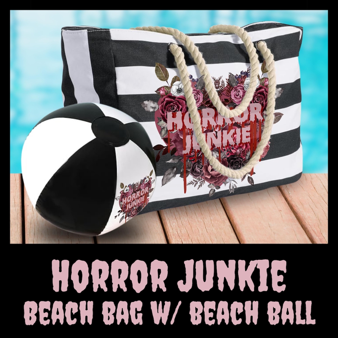 Horror Junkie Beach Bag & Ball Set – Gothic Floral Heart | Horror Gore ...