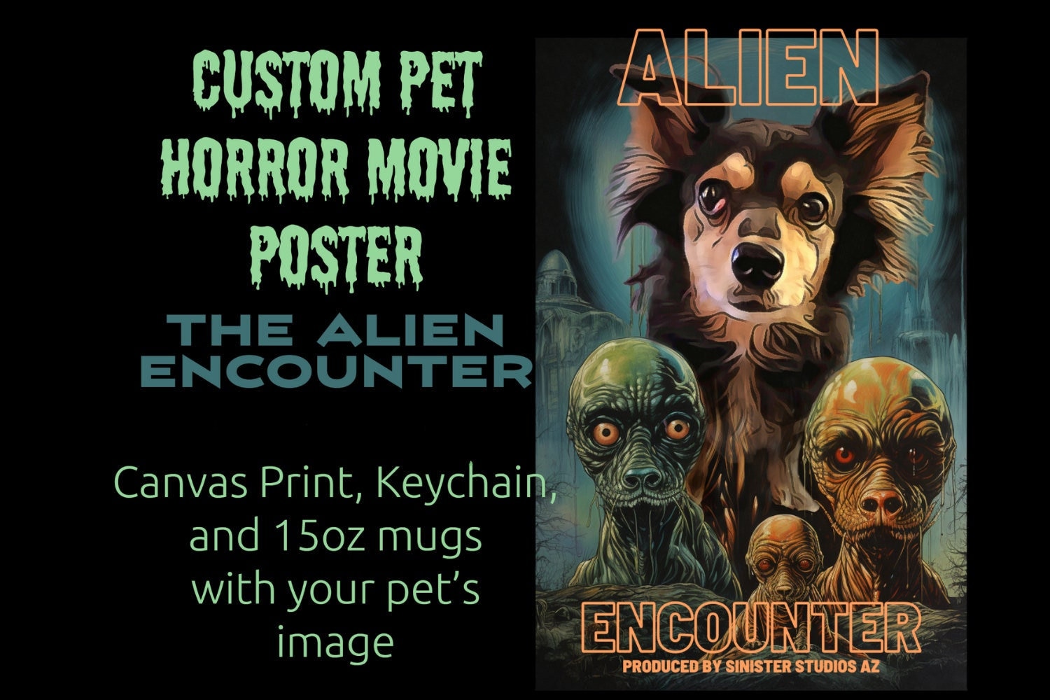 Alien Encounter Custom Pet Movie Poster Personalized Pet - Etsy