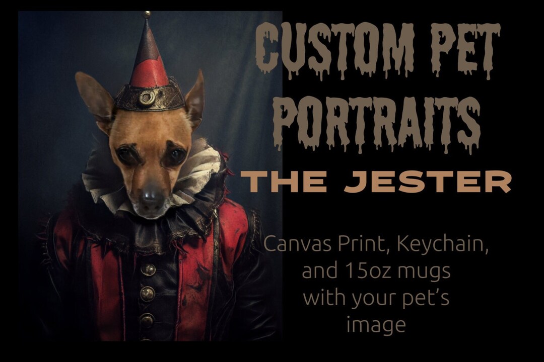 The Jester Custom Pet Portrait Horror Cat Portrait Gift Dog Creepy Gift ...