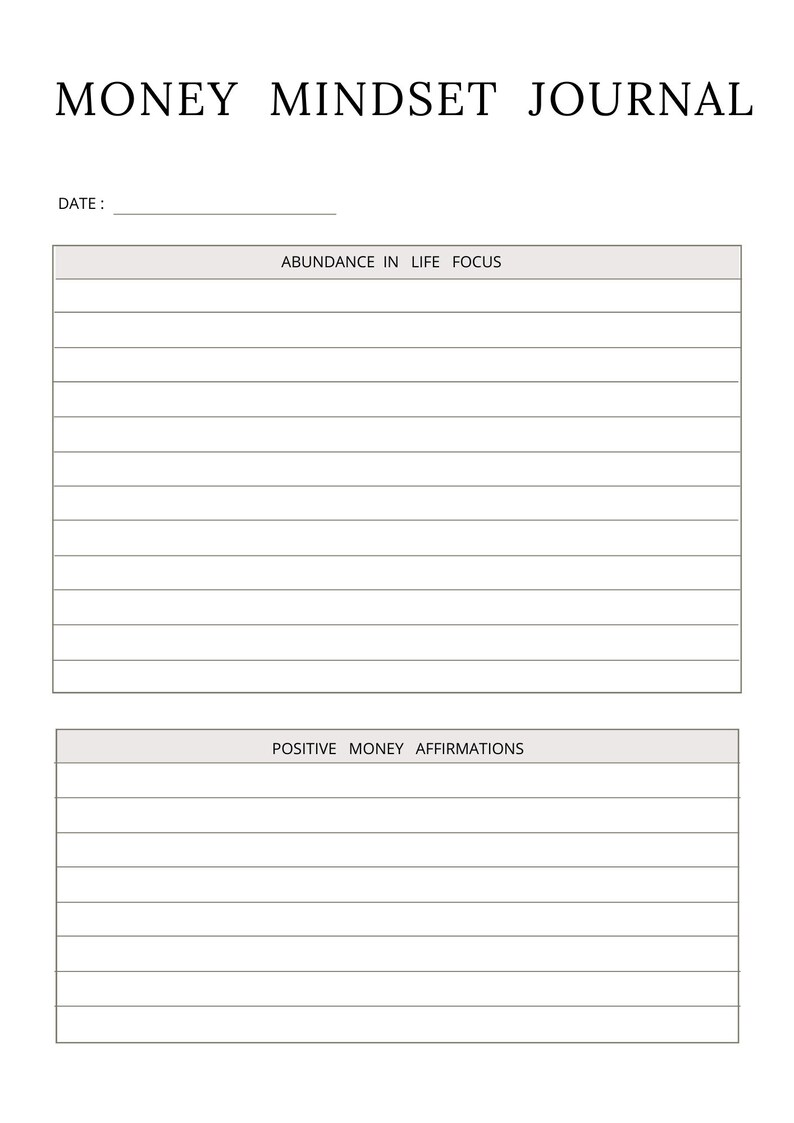 Money Mindset Journal - Mindset Improvement - Self Growth - Self Help ...