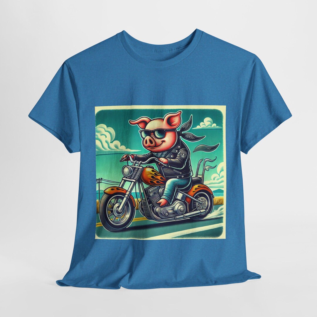 Pig on a Motorcycle Shirt, Adorable Piggy Motorcycle Design, Great for ...