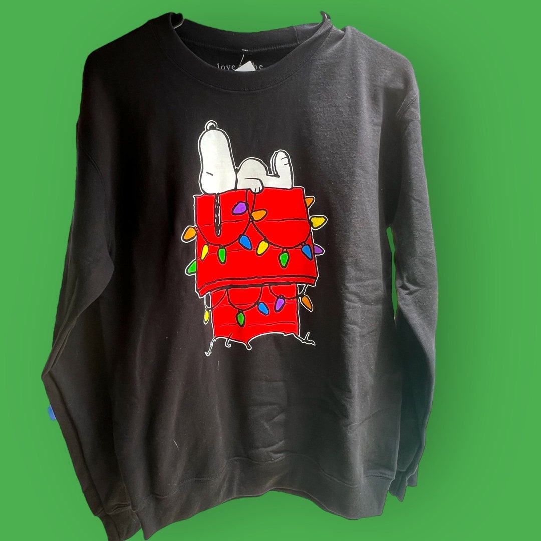Love Tribe Snoopy Peanuts Holiday Christmas Sweatshirt Black Crew Neck ...