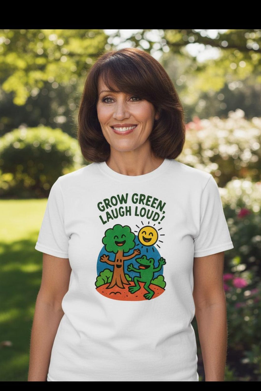 Grow Green Laugh Loud Tree Hugging Sun T-shirt | Eco Nature Graphic - Etsy