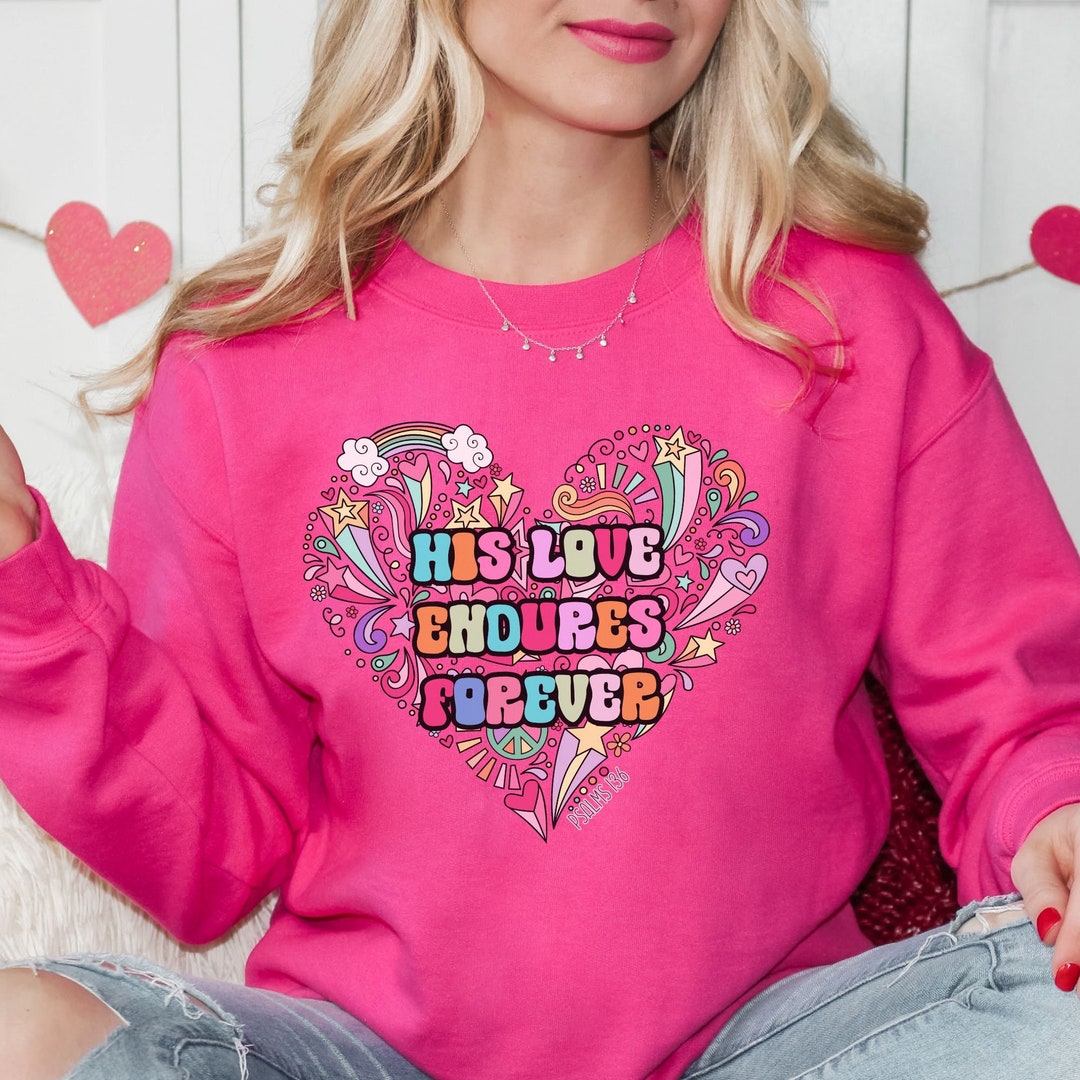 Valentines Day Sweatshirt, Cute Heart Valentines Day Sweatshirt, Retro ...