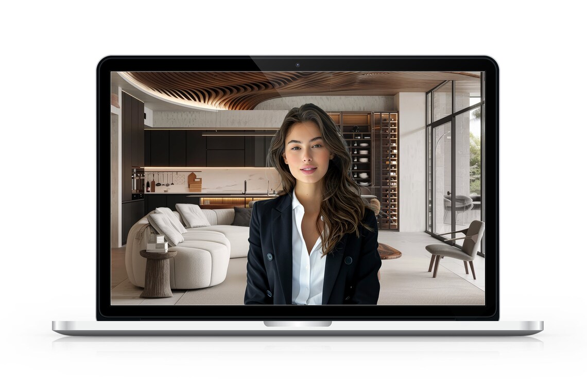 Professional Zoom Virtual Backgrounds Backdrop Living Room Bookcase ...