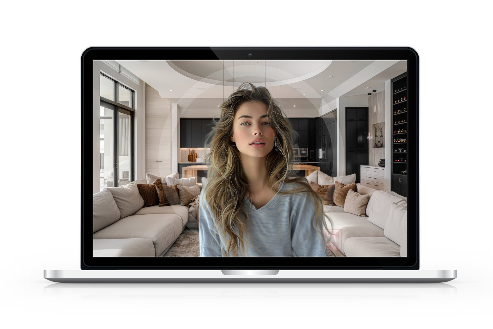 Professional Zoom Virtual Backgrounds Backdrop Living Room Bookcase ...