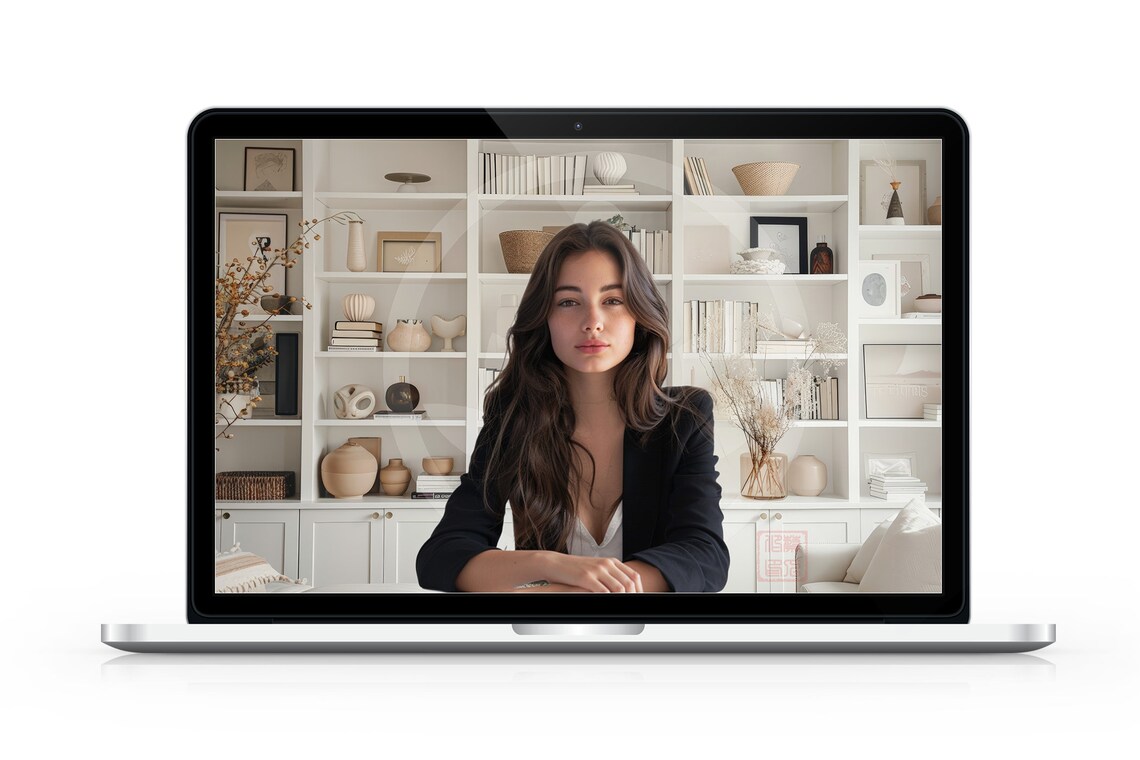 Professional Zoom Virtual Backgrounds Backdrop Living Room Bookcase ...