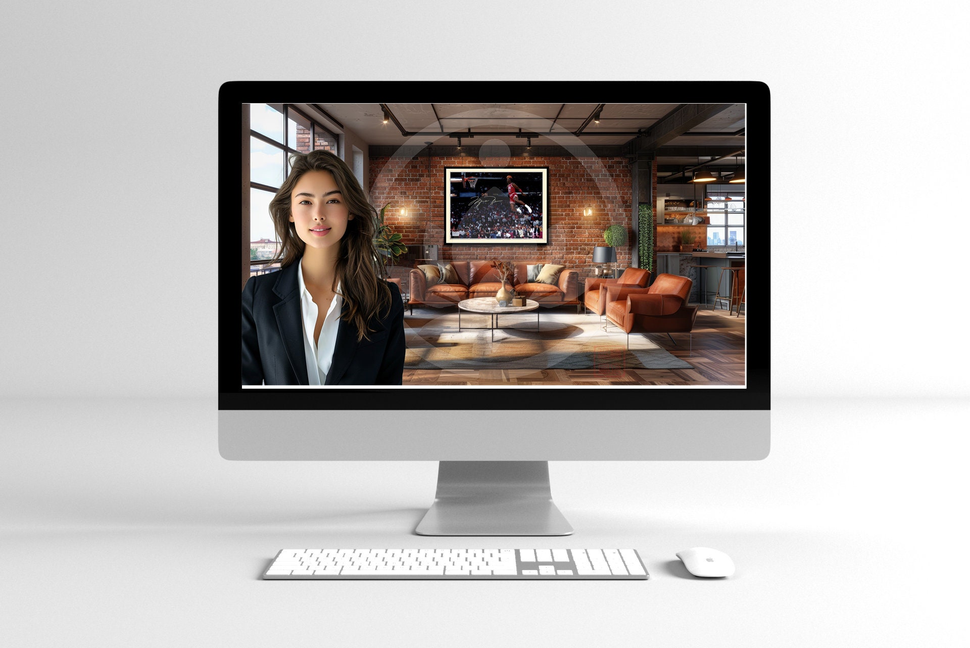 Professional Zoom Virtual Backgrounds Backdrop Living Room Bookcase ...