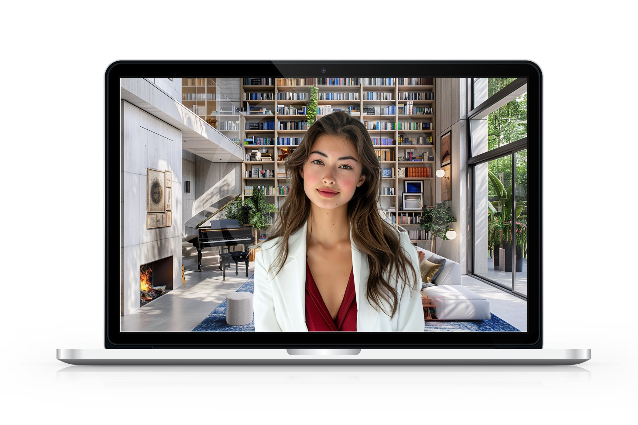 Professional Zoom Virtual Backgrounds Backdrop Living Room Bookcase ...