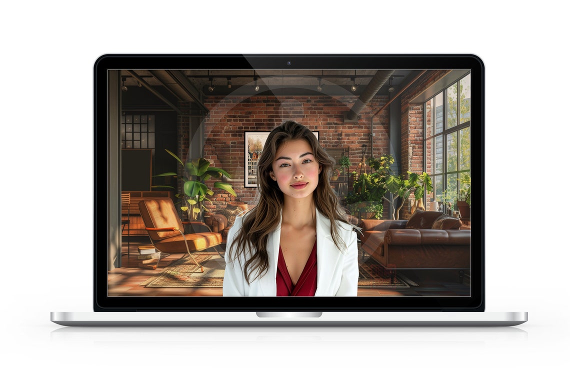 Professional Zoom Virtual Backgrounds Backdrop Living Room Bookcase ...